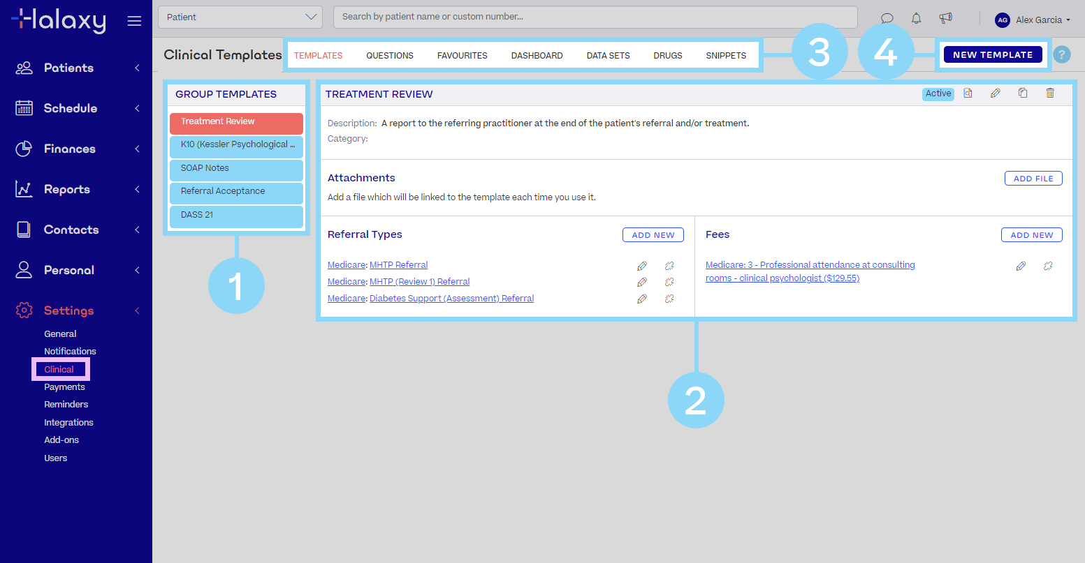 Intro to clinical templates and tools – Halaxy Help Guide | United Kingdom